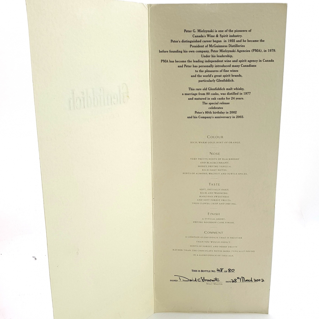 Glenfiddich 1977 Private Collection 24 Year Old / Peter G. Mielzynski ...