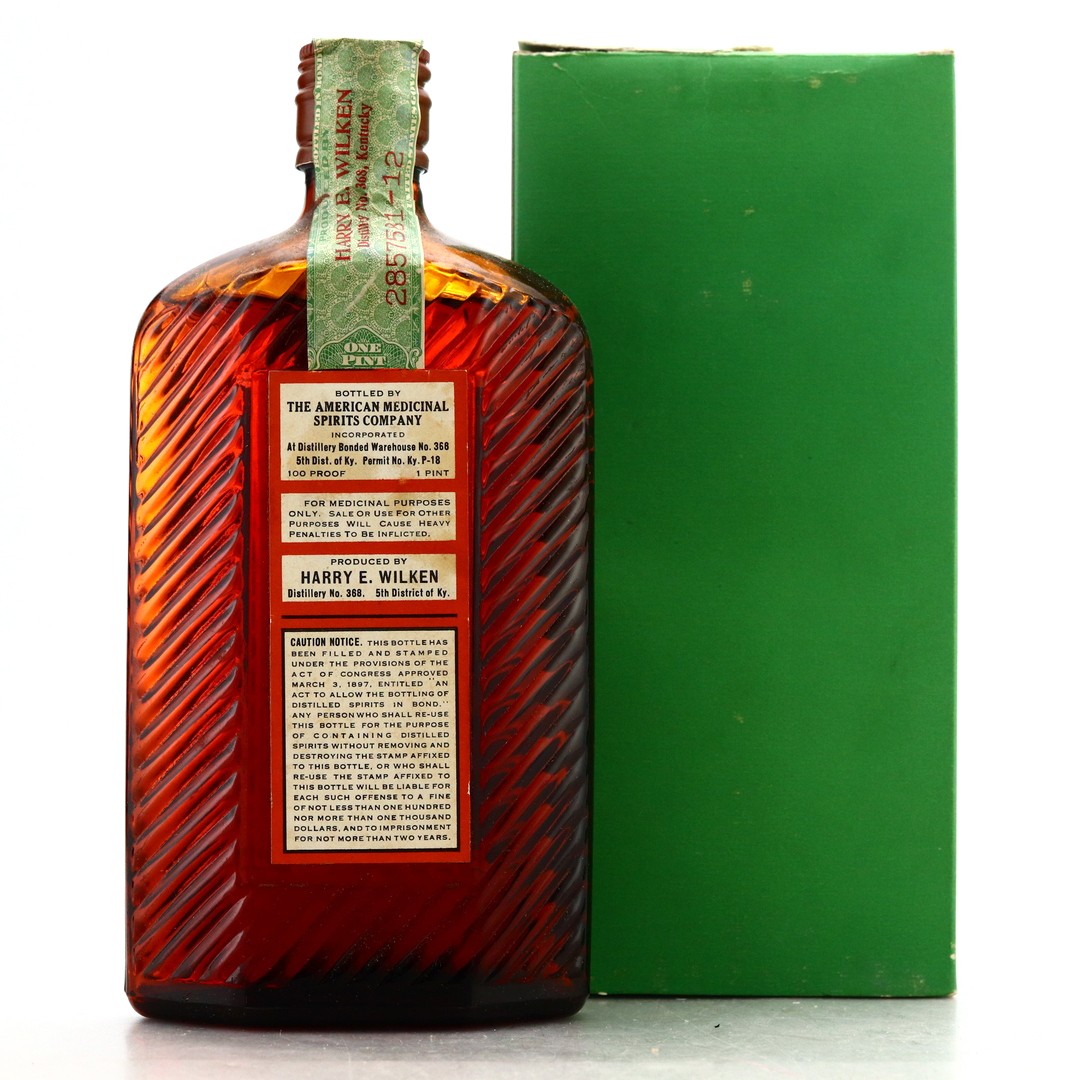 Harry E Wilken 1917 AMS Co Special Old Reserve Bourbon Pint ...