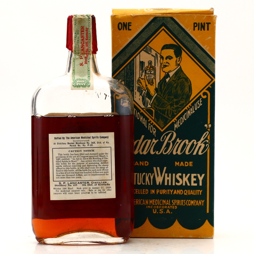 Cedar Brook 1917 Kentucky Whiskey Pint / Prohibition Era Bottling ...
