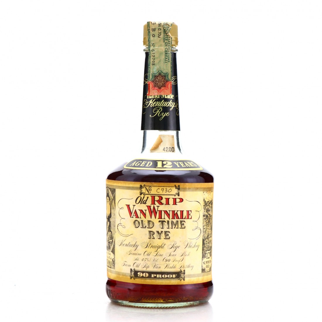 Old Rip Van Winkle 12 Year Old Old Time Rye 2000 / Rinaldi Import ...