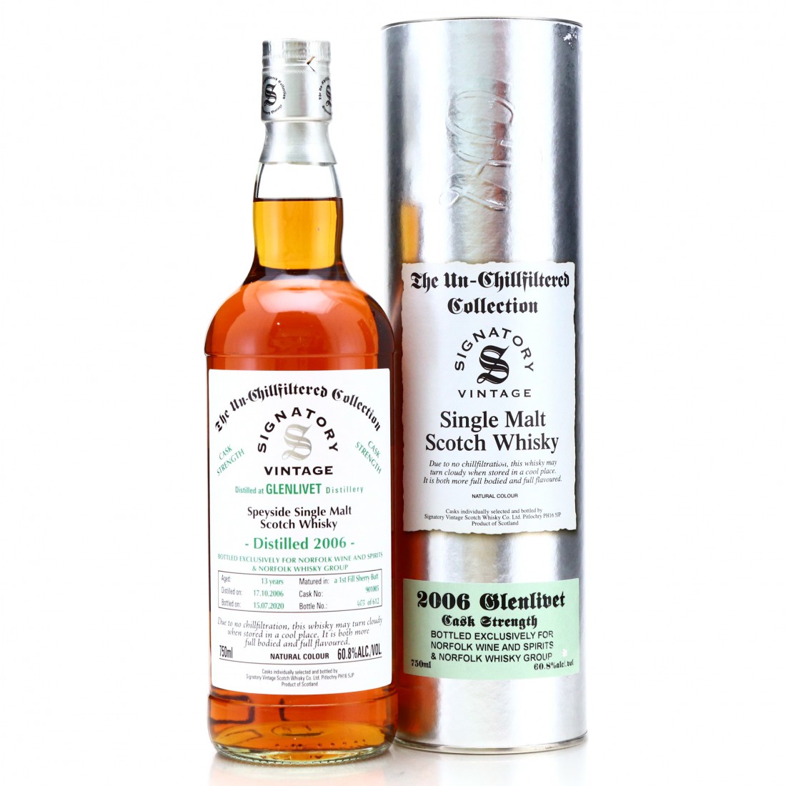 Glenlivet 2006 Signatory Vintage 13 Year Old 75cl / Norfolk Whisky ...