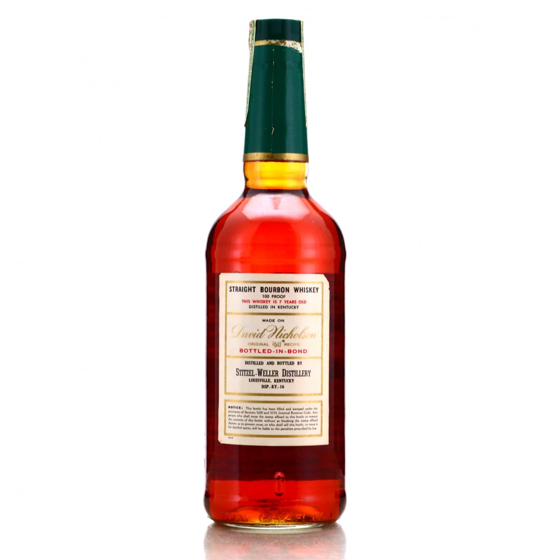 David Nicholson '1843' 1971 Bottled in Bond 7 Year Old / Stitzel-Weller ...