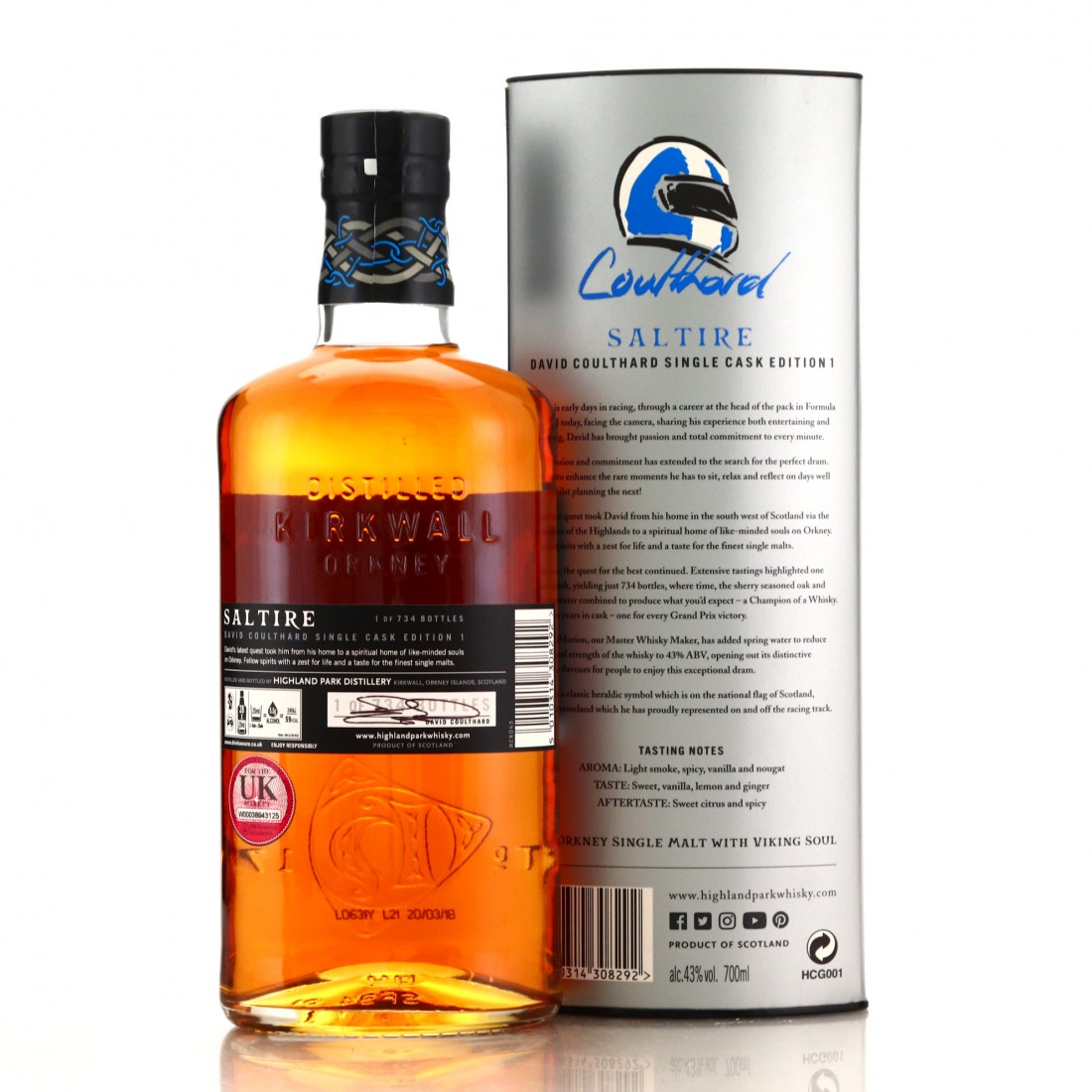 Highland Park 2004 Single Cask 13 Year Old #6520 / David Coulthard ...