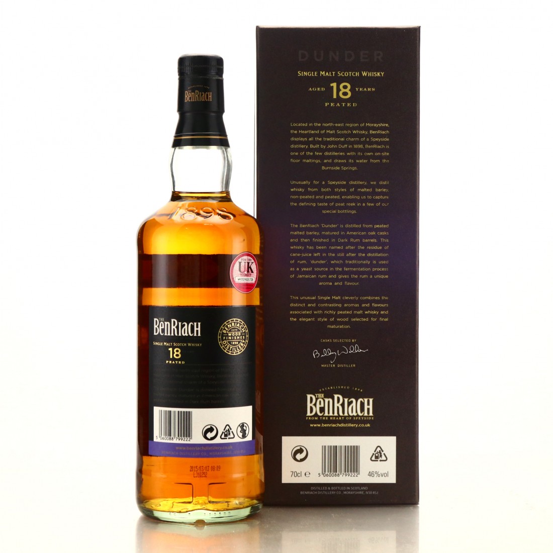 Benriach Dunder 18 Year Old Peated Dark Rum Wood Finish | Whisky Auctioneer