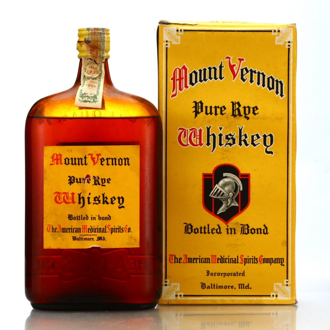 Mount Vernon 1921 AMS Co Bottled in Bond Pure Rye Quart / Prohibition ...