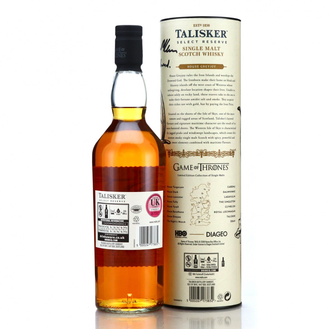 Talisker Select Reserve Game of Thrones House Greyjoy / Signed by Rory ...