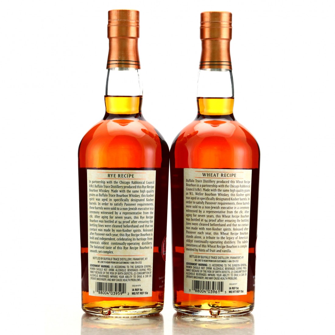 Buffalo Trace Kosher Straight Bourbon Wheat and Rye Set x 2 | Whisky ...