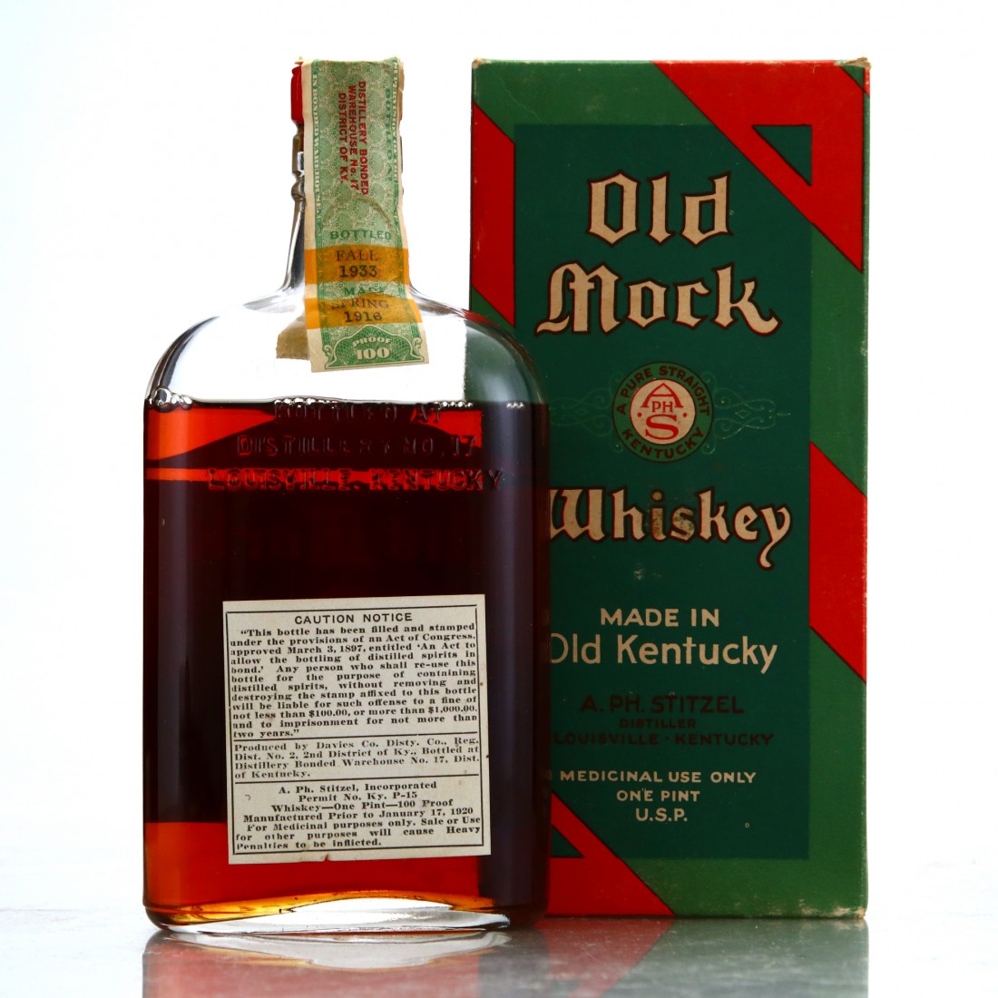 Old Mock 1916 A Ph Stitzel 18 Year Old Pint / Prohibition Era Bottling ...