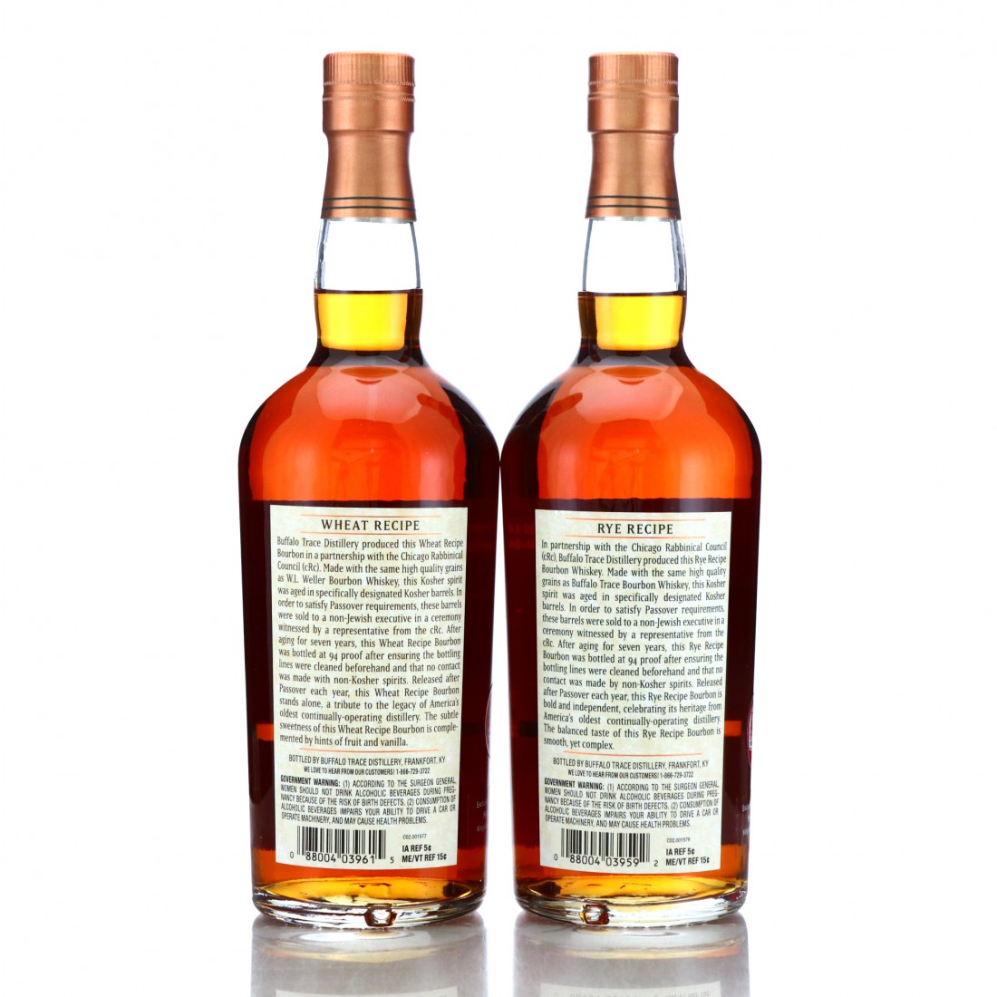Buffalo Trace Kosher Straight Bourbon Wheat and Rye Set x 2 | Whisky ...