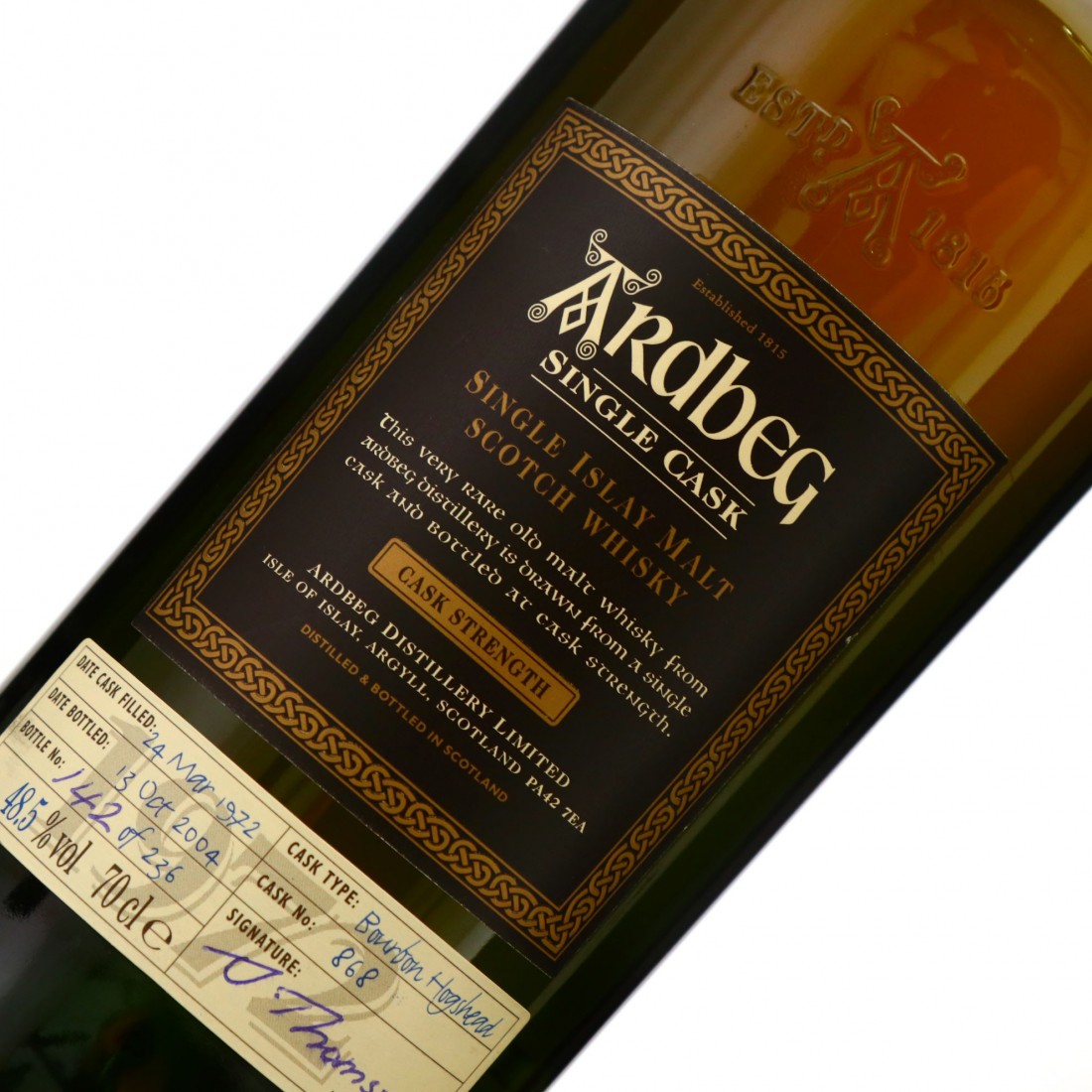 Ardbeg 1972 Single Cask 32 Year Old #868 | Whisky Auctioneer