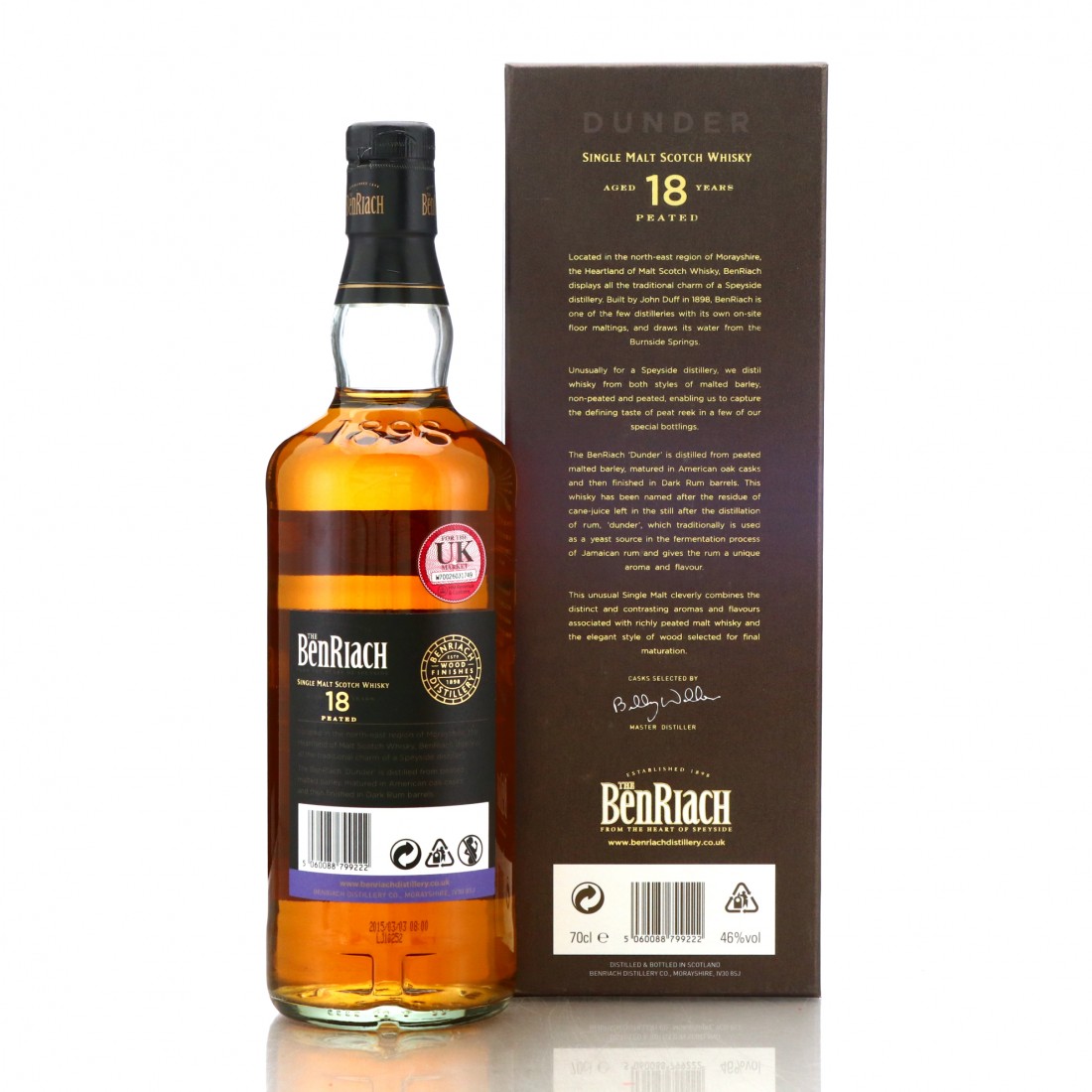 Benriach Dunder 18 Year Old Peated Dark Rum Wood Finish | Whisky Auctioneer