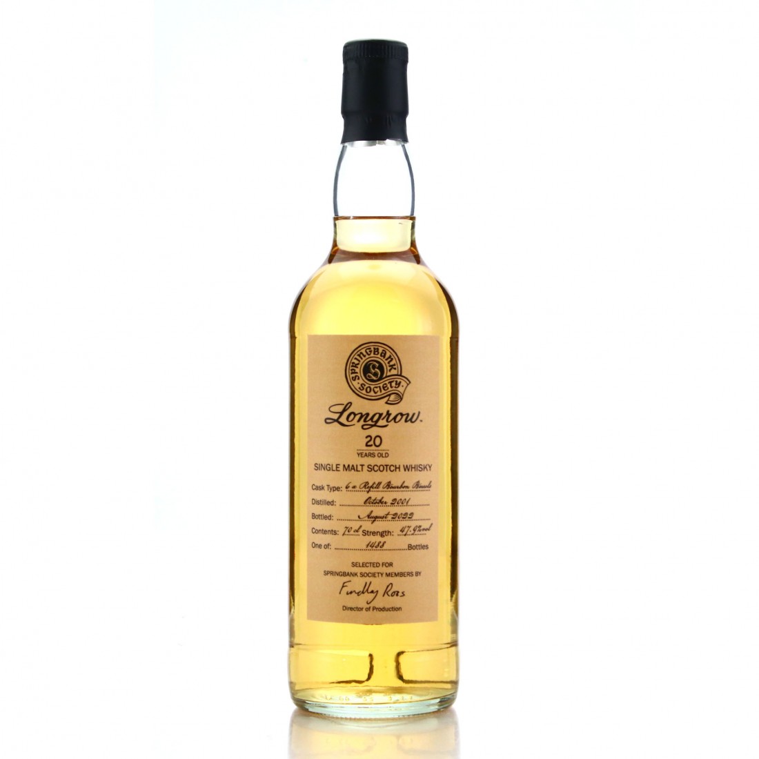 Longrow 2001 Springbank Society 20 Year Old / Refill Bourbon Barrels ...