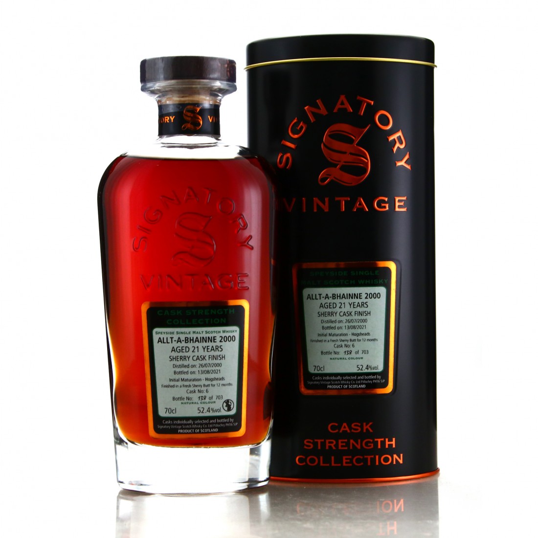 Allt-A-Bhainne 2000 Signatory Vintage 21 Year Old Cask Strength ...