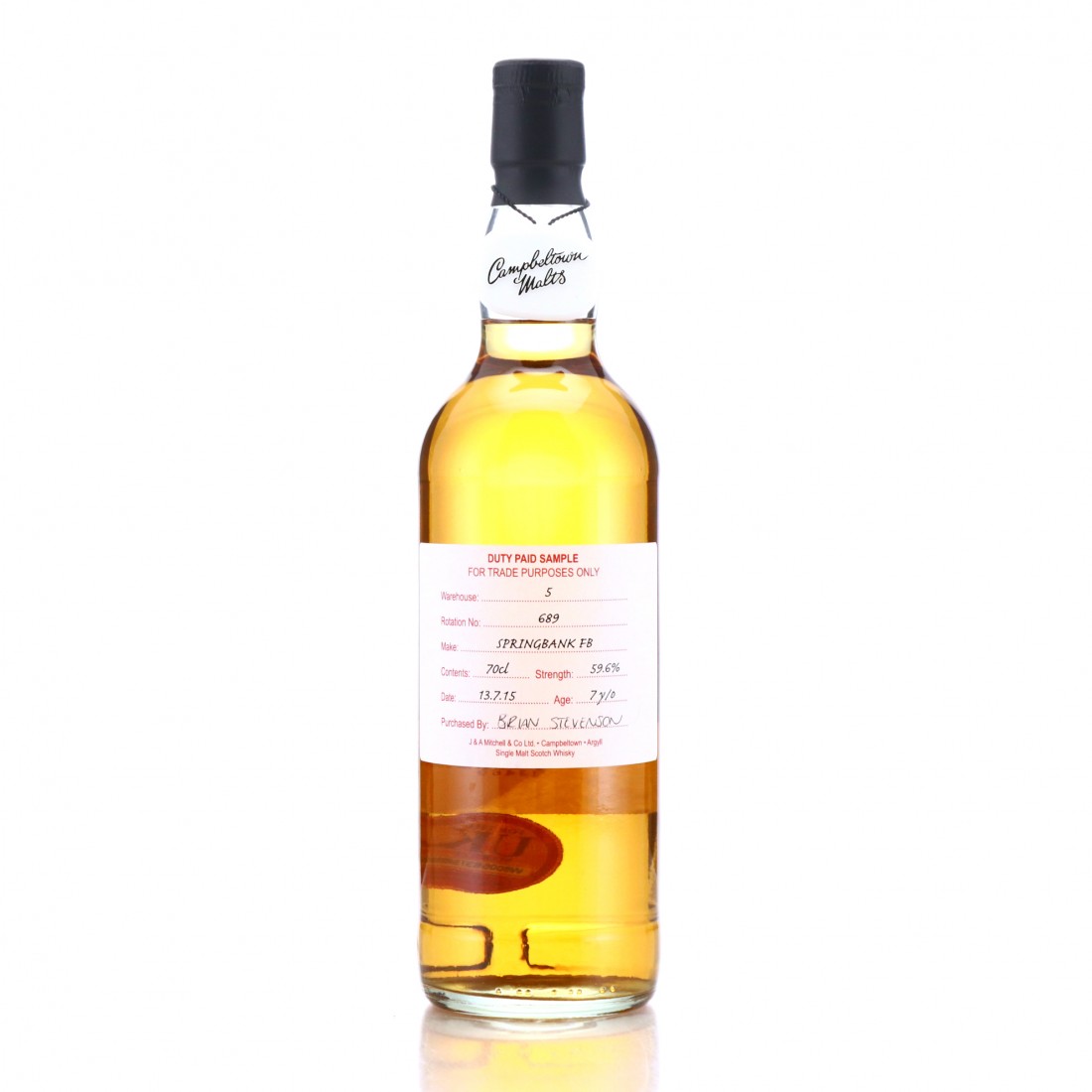 Springbank 2015 Duty Paid Sample 7 Year Old / Fresh Bourbon | Whisky ...