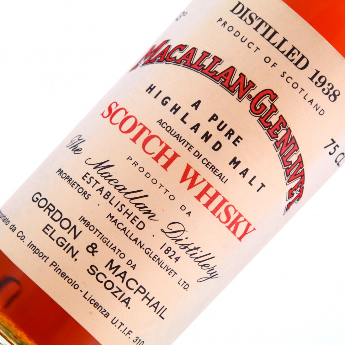Macallan 1938 Gordon and MacPhail 35 Year Old / Co. Pinerolo Import ...
