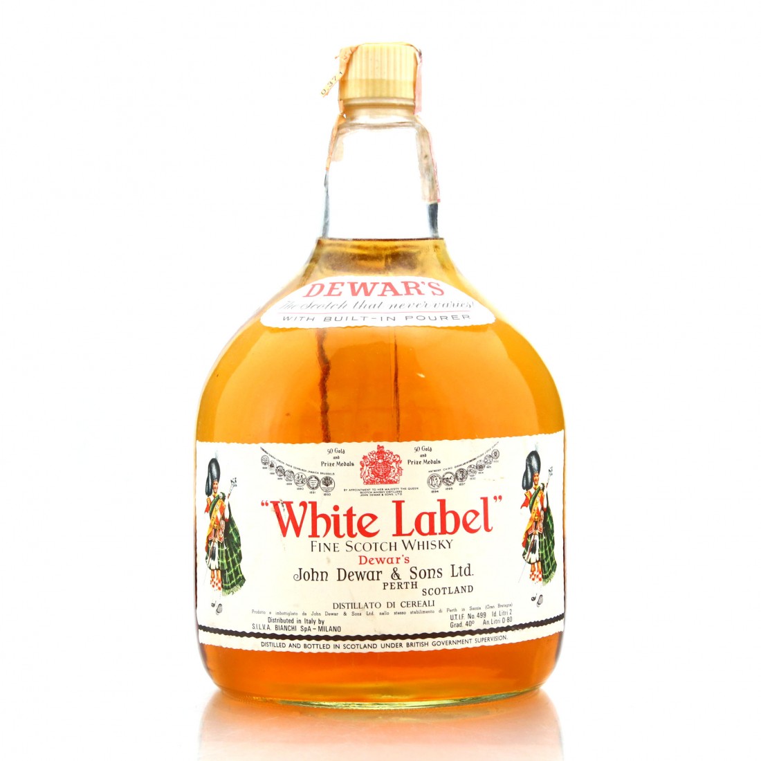 Dewar's White Label Scotch Whisky 2 Litre 1960s / Bianchi Import ...