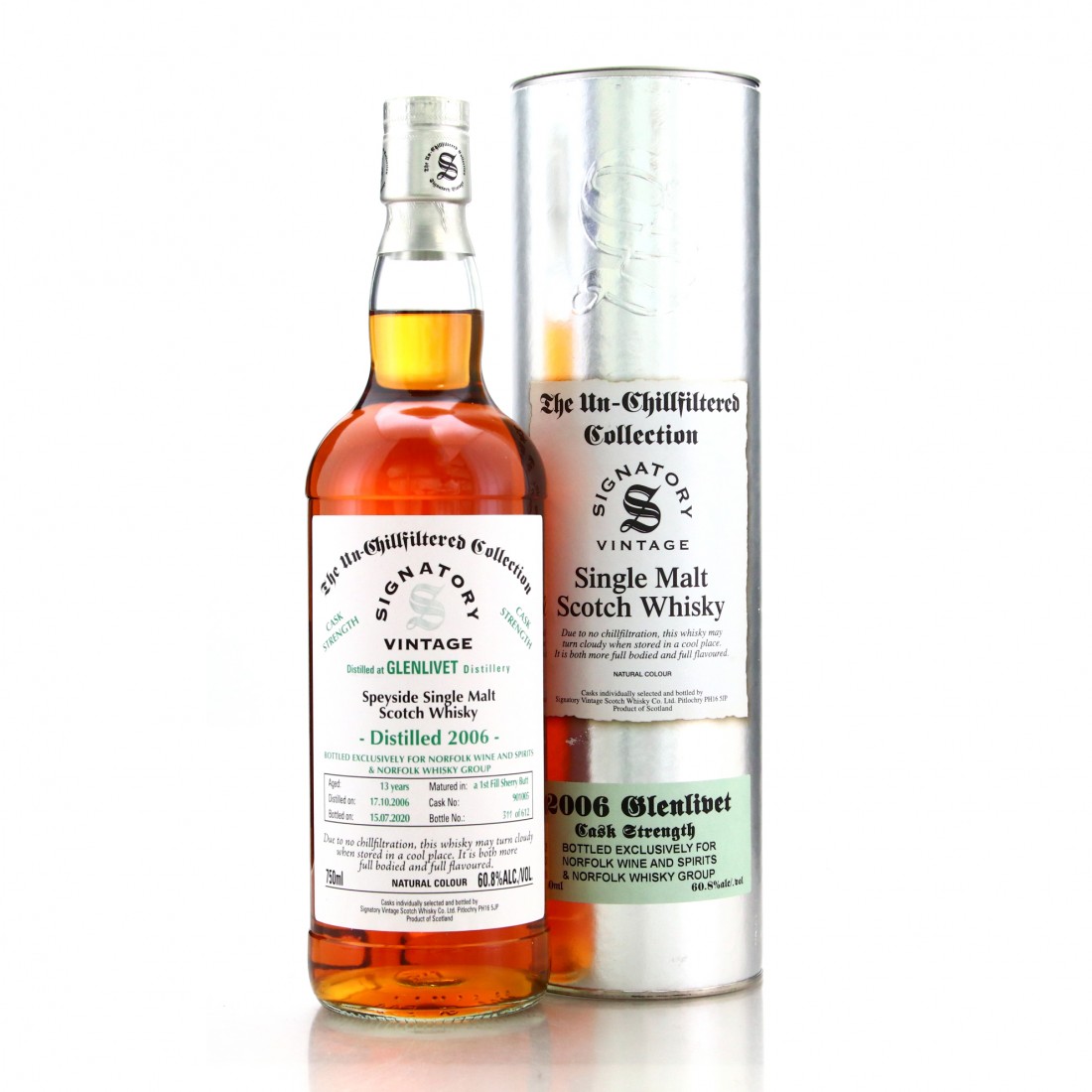 Glenlivet 2006 Signatory Vintage 13 Year Old 75cl / Norfolk Whisky ...