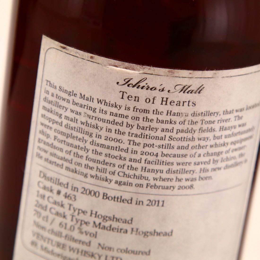 Hanyu 2000 Ichiro's Malt 'Card' #463 / Ten of Hearts | Whisky Auctioneer