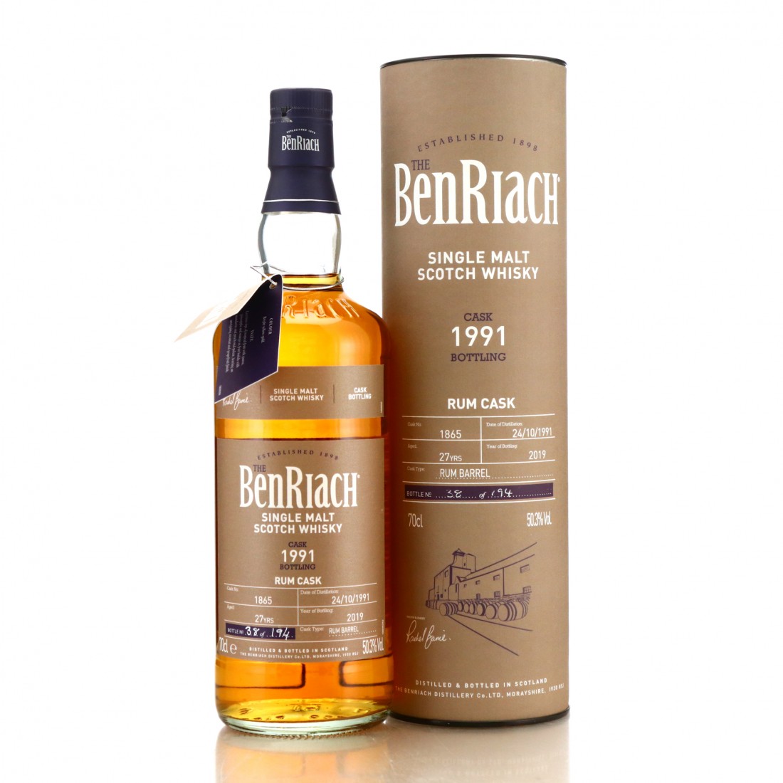 Benriach 1991 Single Rum Cask 27 Year Old #1865 | Whisky Auctioneer