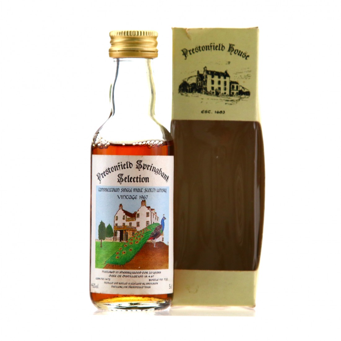 Springbank 1967 Prestonfield House 20 Year Old Sherry Wood Miniature ...