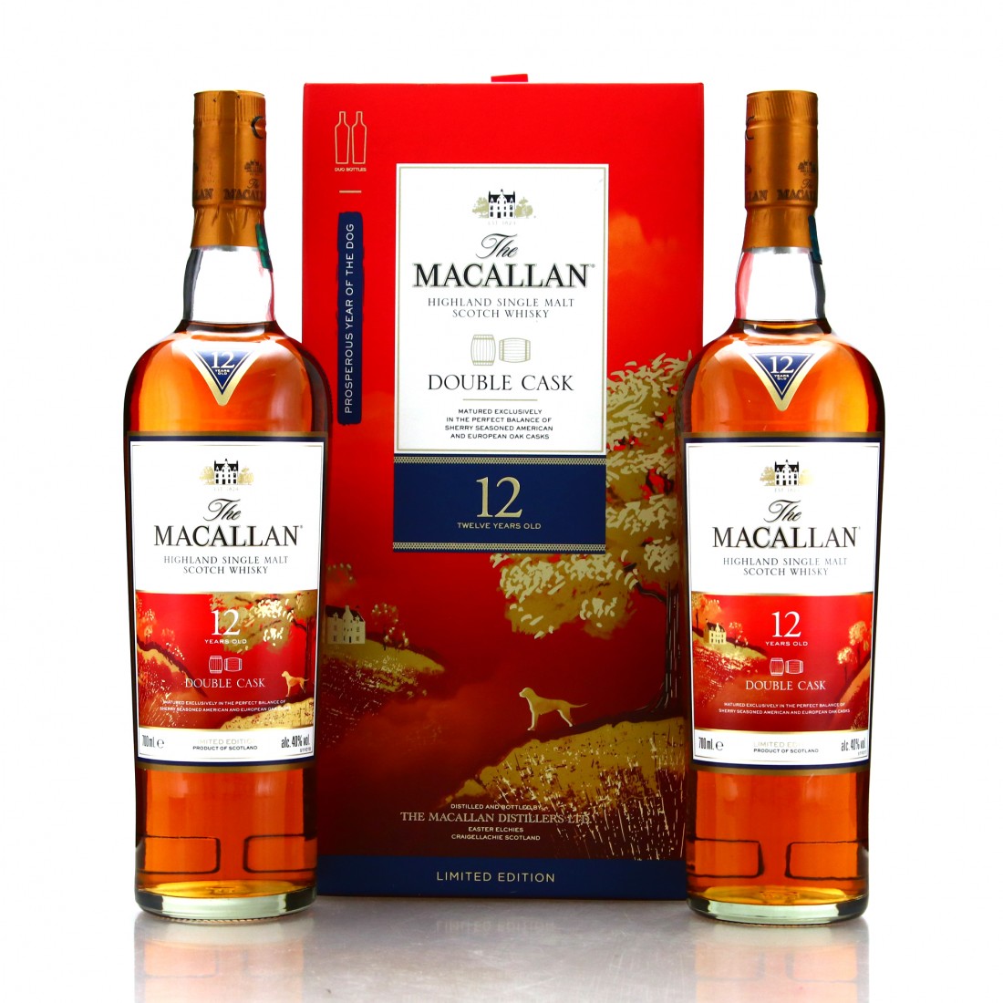 Macallan 12 Year Old Double Cask 2 x 70cl / Year of the Dog | Whisky ...