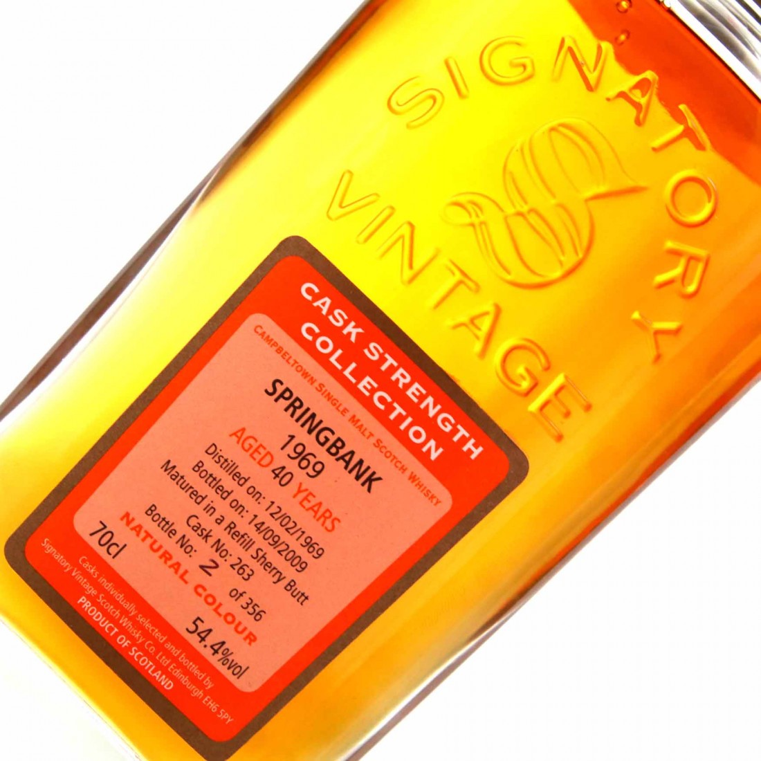 Springbank 1969 Signatory Vintage 40 Year Old Cask Strength / Bottle No ...