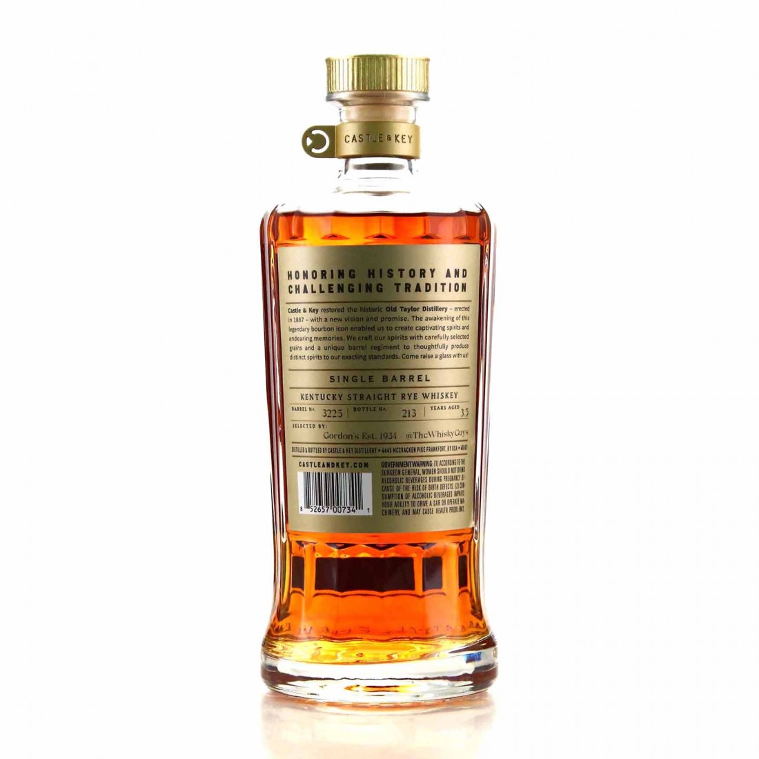 Castle and Key Single Barrel Restoration Rye 3 Year Old #3225 / Gordon ...