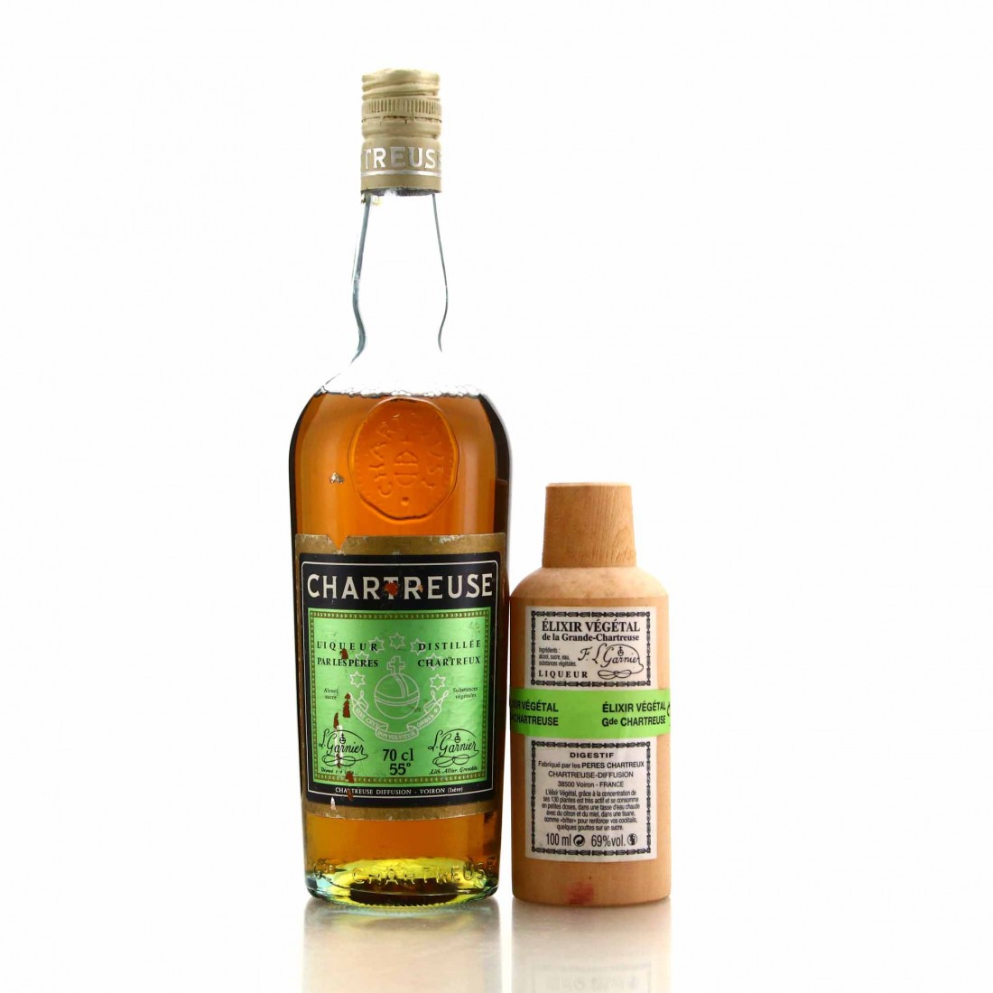 Chartreuse Voiron Green Label 1960s & Elixir Vegetal 10cl | Whisky ...