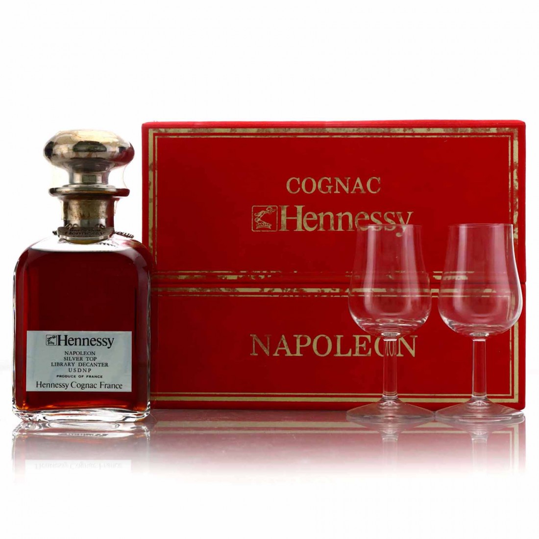 Hennessy Napoleon Silver Top Library Decanter Cognac Gift Pack 1980s | Whisky Auctioneer