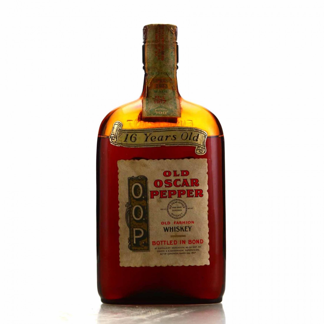 Old Oscar Pepper 1917 Bottled in Bond Whiskey 16 Year Old Pint ...