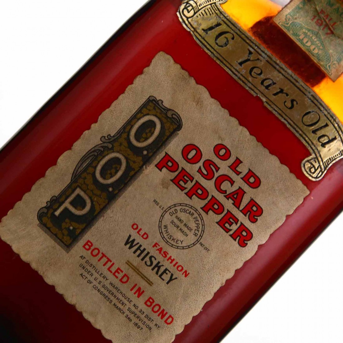 Old Oscar Pepper 1917 Bottled in Bond Whiskey 16 Year Old Pint ...