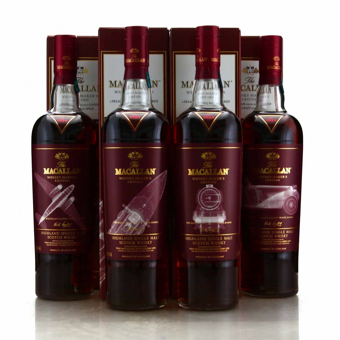 Macallan Whisky Maker's Edition 4 x 70cl / Nick Veasey Classic Travel ...