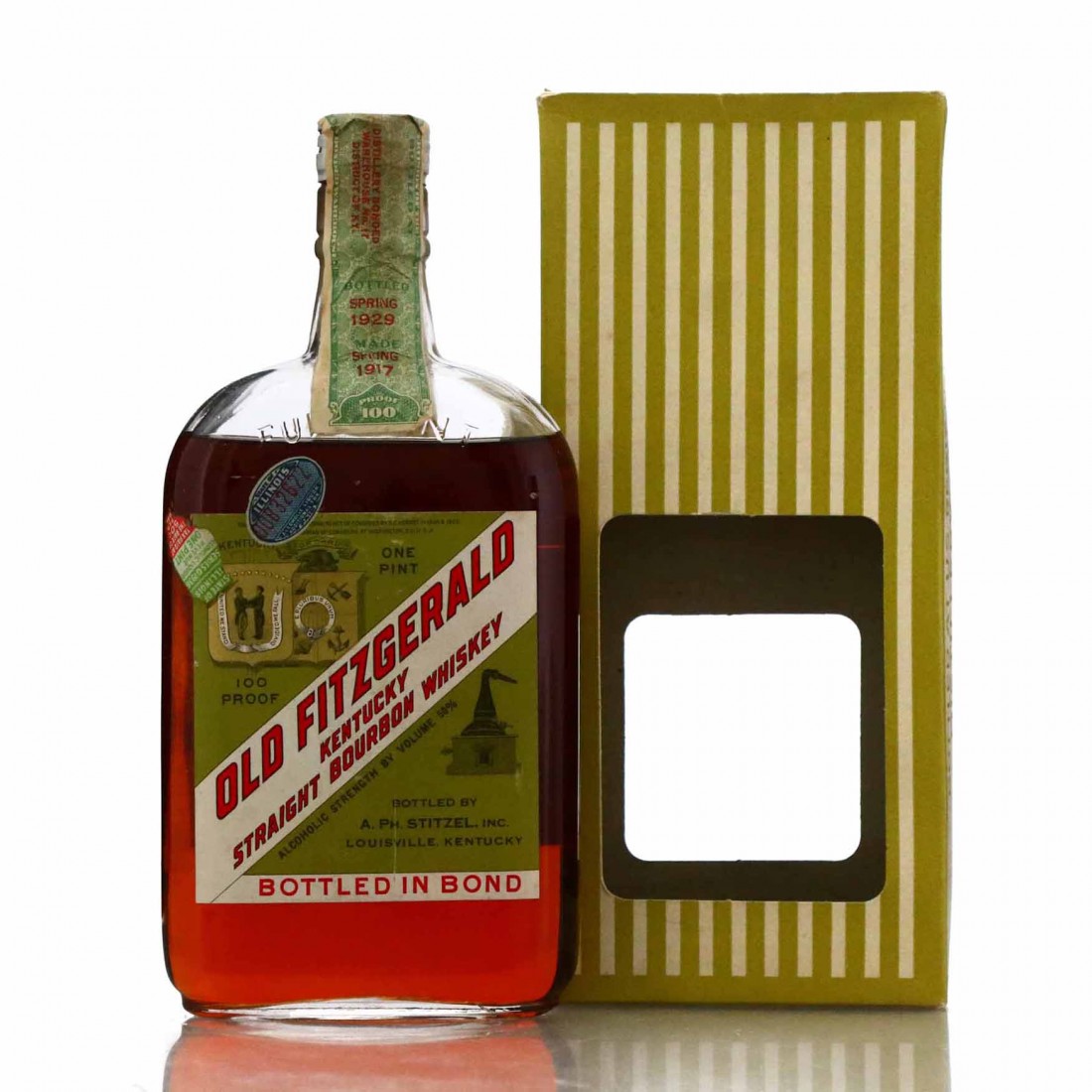 Old Fitzgerald 1917 Bottled in Bond Pint / Prohibition Era Bottling ...