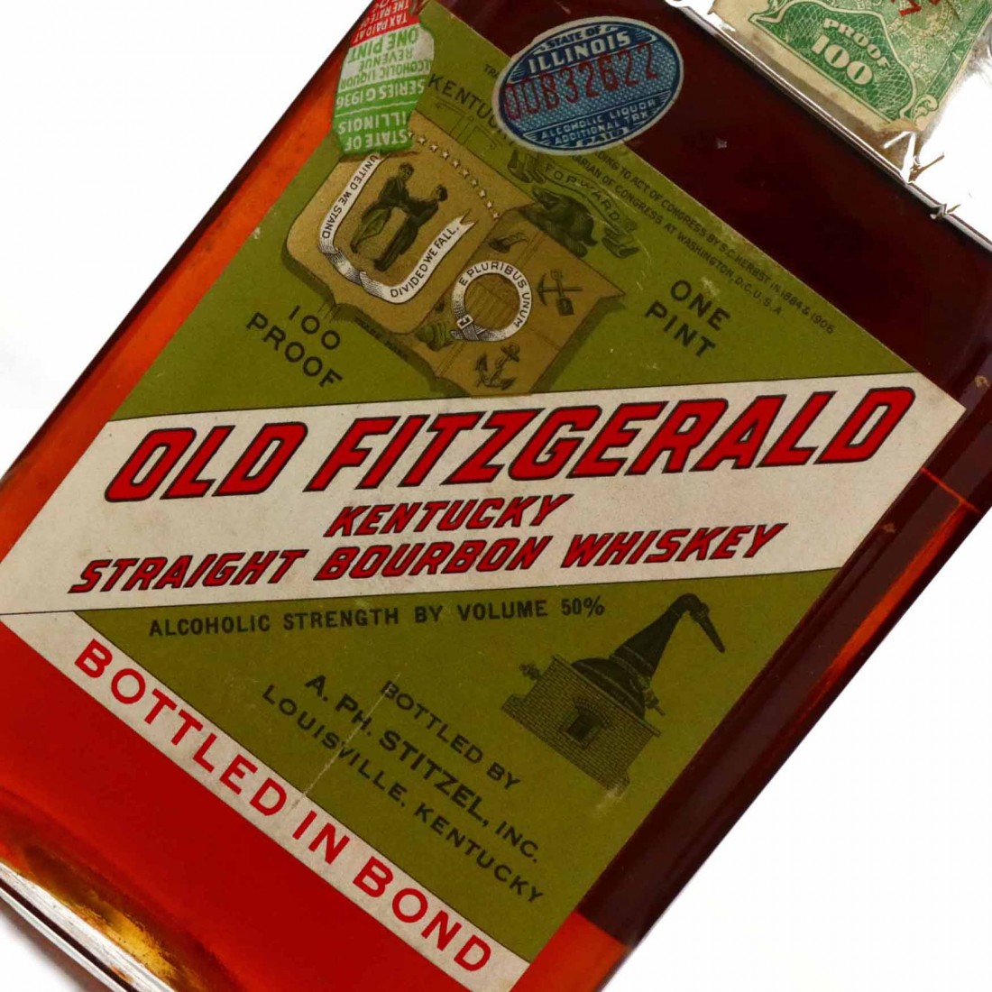 Old Fitzgerald 1917 Bottled in Bond Pint / Prohibition Era Bottling ...