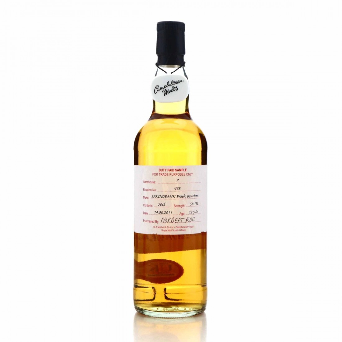 Springbank 2011 Duty Paid Sample 12 Year Old / Fresh Bourbon | Whisky ...