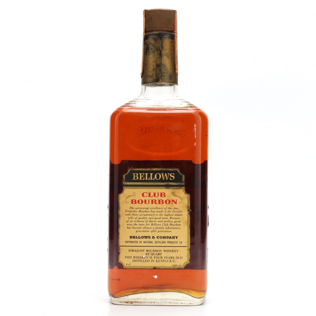 Bellows 4 Year Old Club Bourbon 1970s | Whisky Auctioneer
