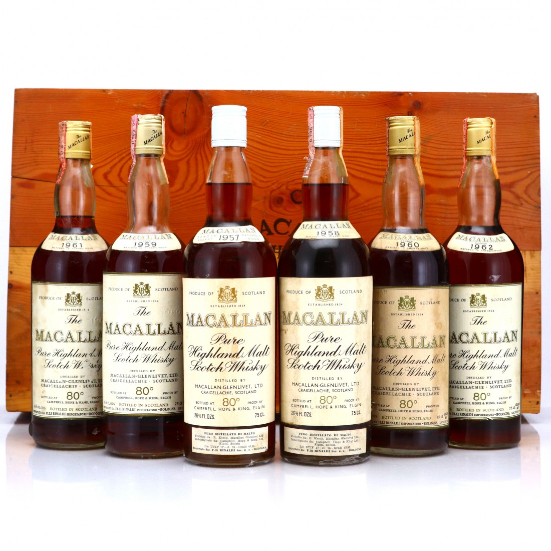 Macallan 1957-1962 Campbell, Hope and King Vertical with Wooden Case ...
