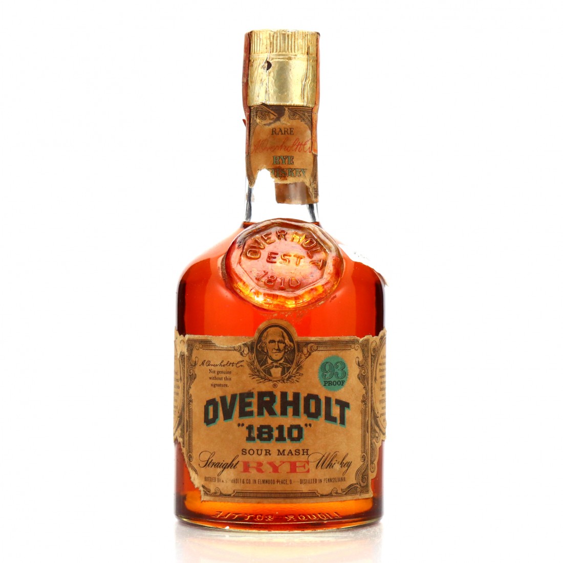 Overholt '1810' Straight Rye Whiskey 1974 / Giovinetti Import | Whisky ...