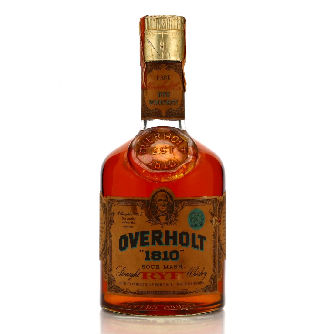 Overholt '1810' Straight Rye Whiskey 1974 / Giovinetti Import | Whisky ...