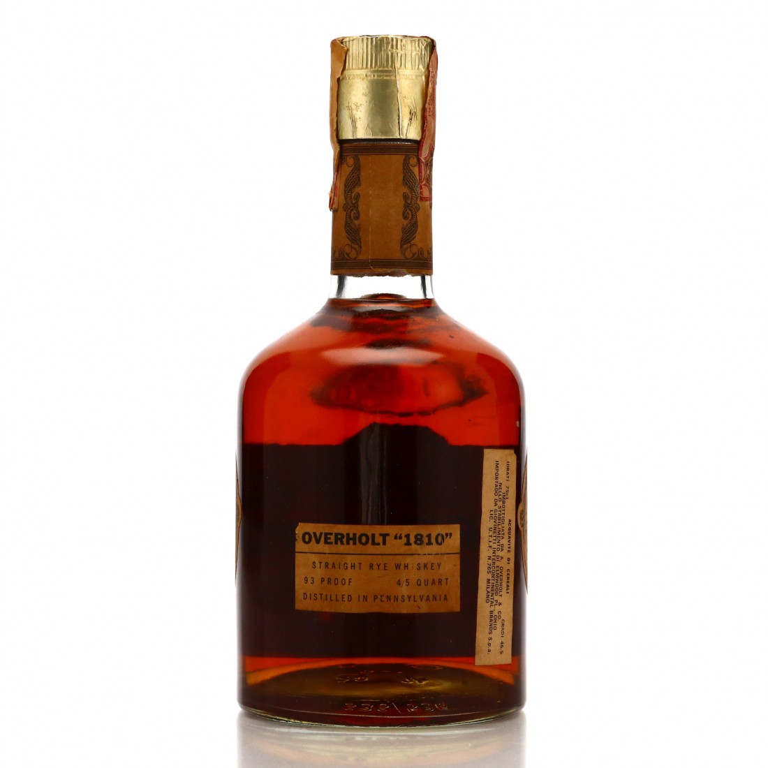 Overholt '1810' Straight Rye Whiskey 1974 / Giovinetti Import | Whisky ...