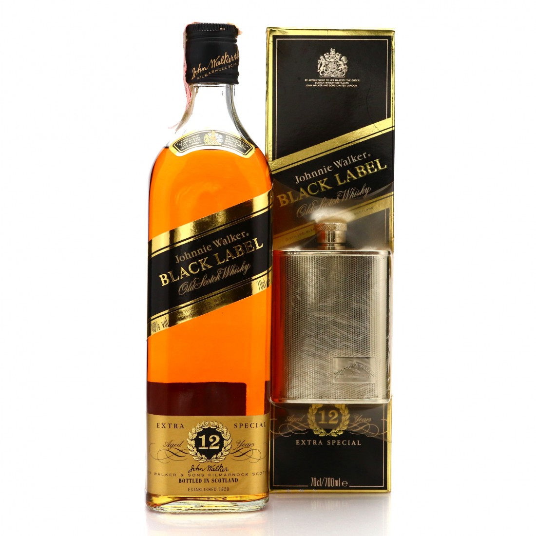 Johnnie Walker Black Label 12 Year Old 1990s Gift Pack with Flask ...