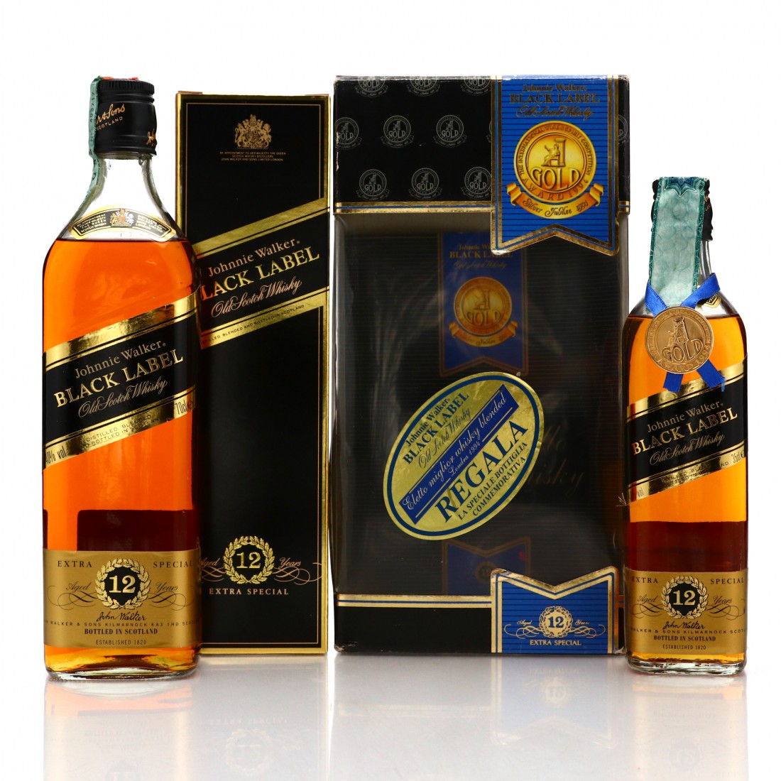 Johnnie Walker Black Label 12 Year Old 70cl & 35cl / Gold Medal 1994 ...