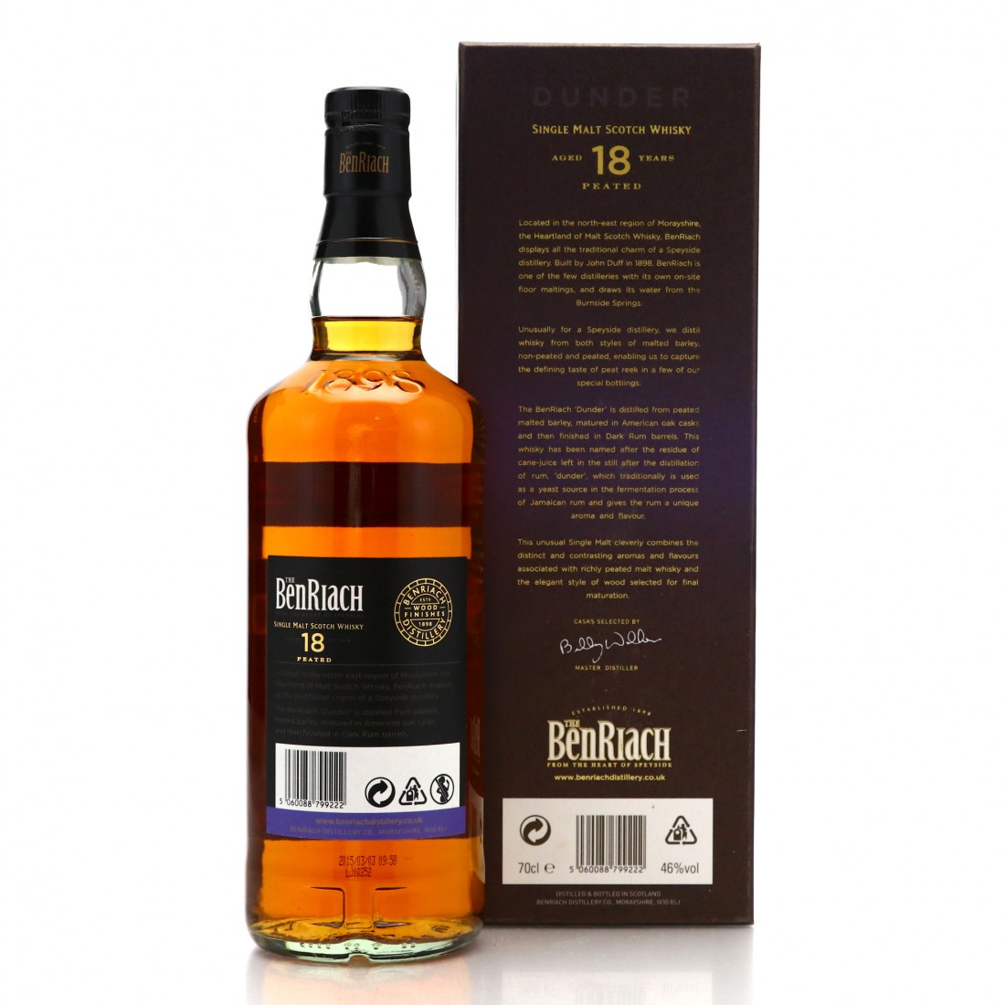 Benriach Dunder 18 Year Old Peated Dark Rum Wood Finish | Whisky Auctioneer