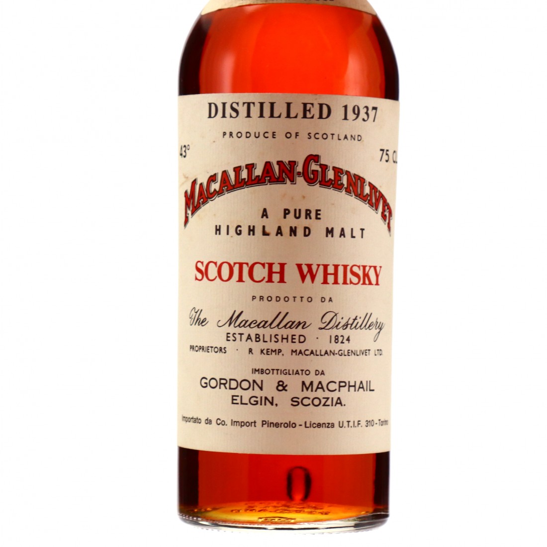 Macallan 1937 Gordon and MacPhail 37 Year Old / Co. Pinerolo Import ...