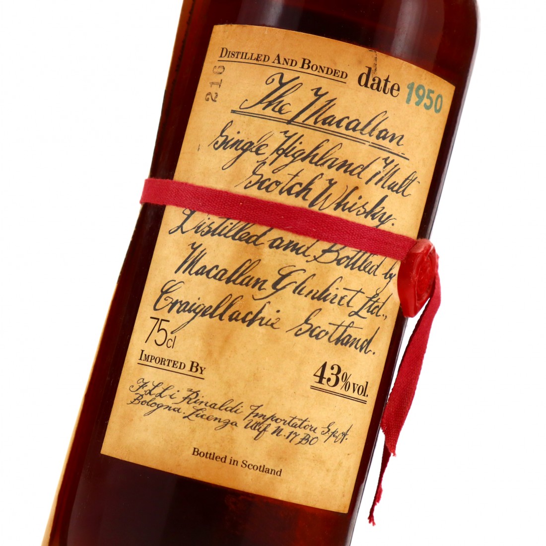 Macallan 1950 Handwritten Label / Rinaldi Import | Whisky Auctioneer