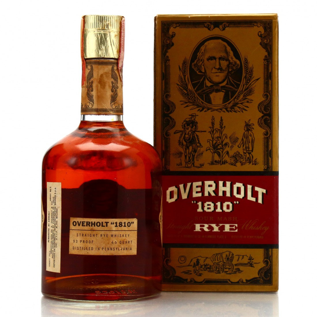 Overholt '1810' Straight Rye Whiskey 1974 / Giovinetti Import | Whisky ...