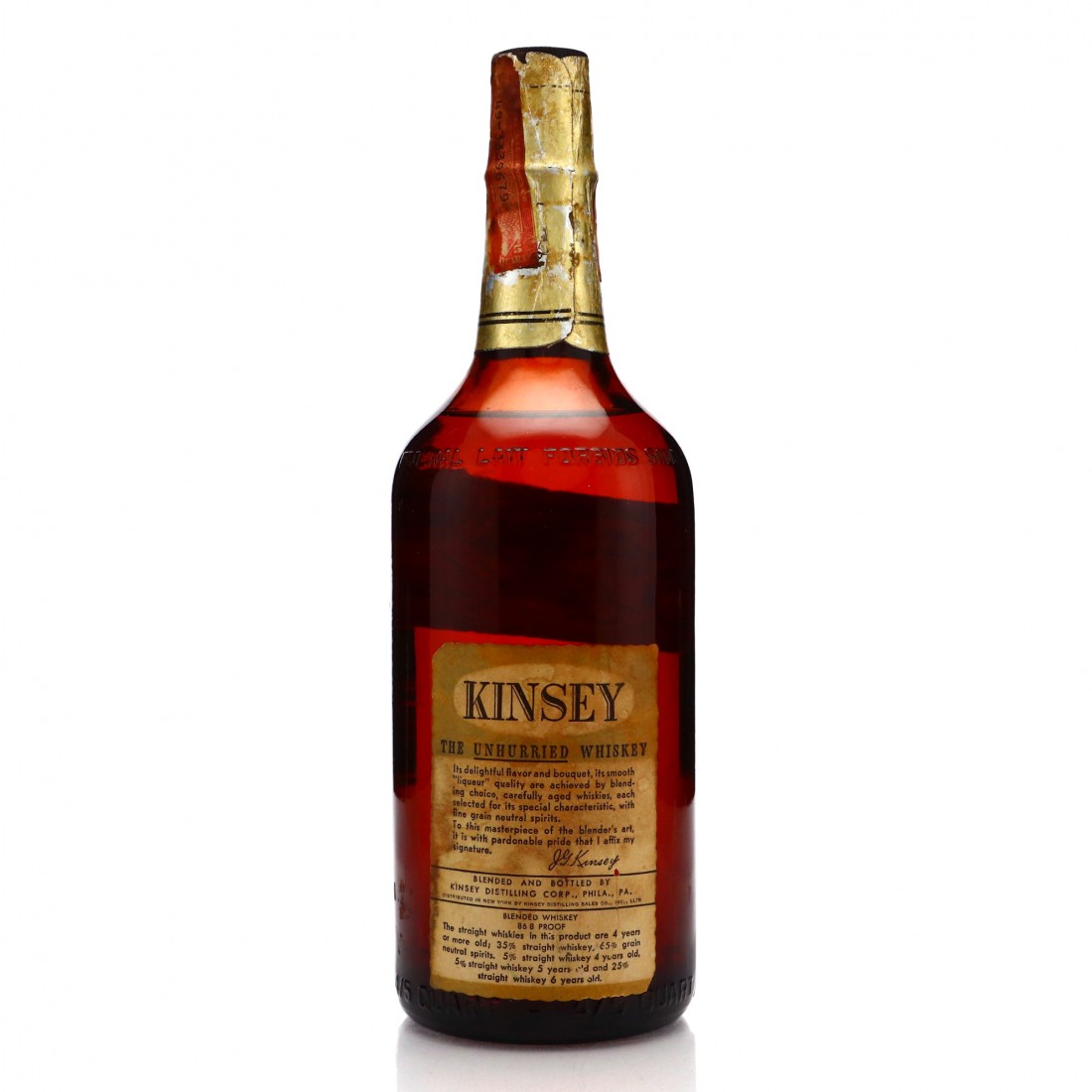 Kinsey 4 Year Old The Unhurried Whiskey 1940s | Whisky Auctioneer