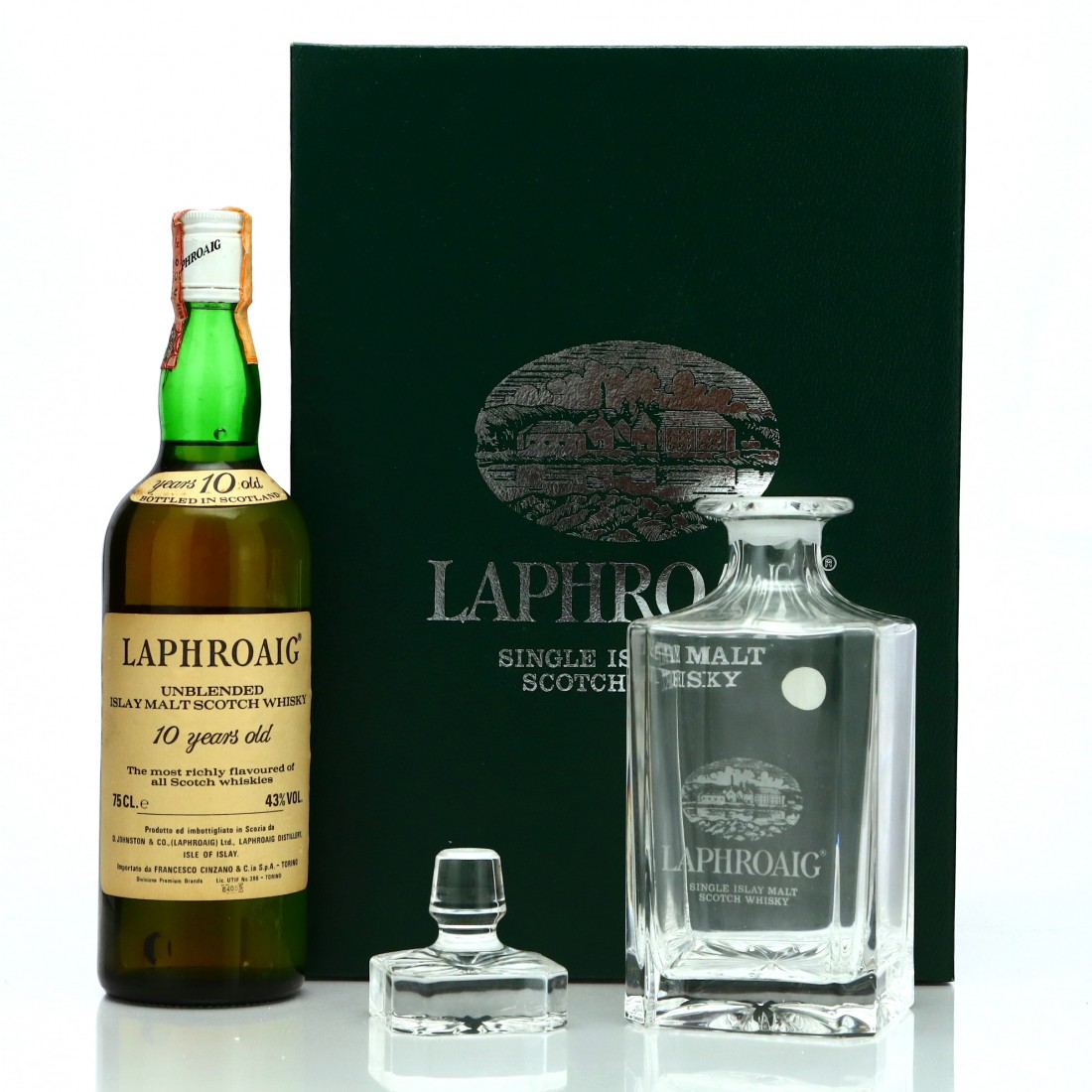 Laphroaig 10 Year Old Decanter Gift Pack early 1980s / Cinzano Import ...