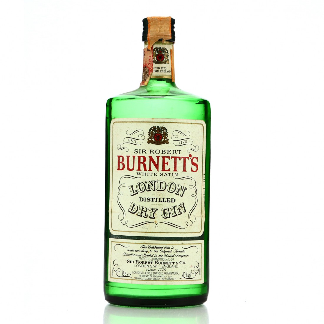 Burnett's White Satin London Dry Gin 1980s | Whisky Auctioneer
