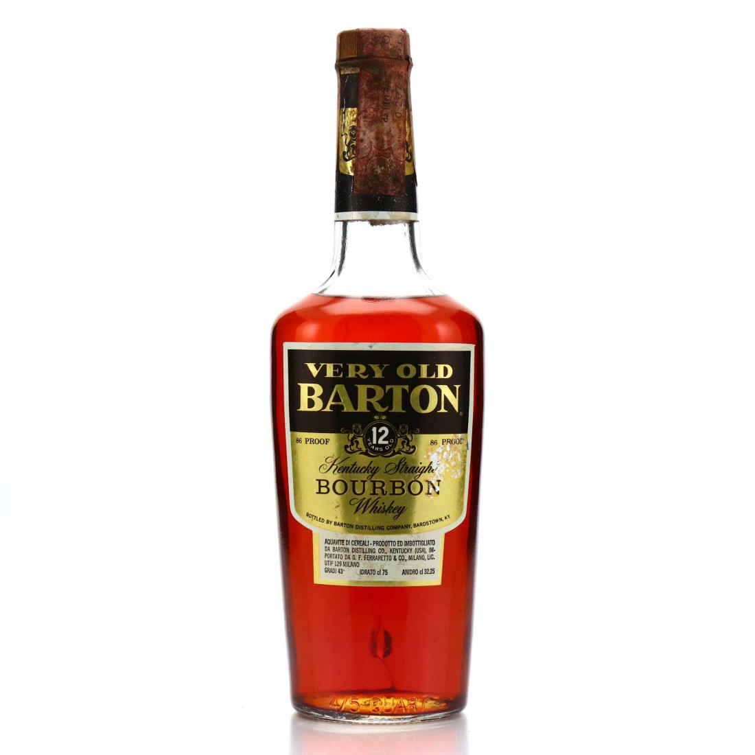 Very Old Barton 12 Year Old Old Kentucky Straight Bourbon 1970s ...